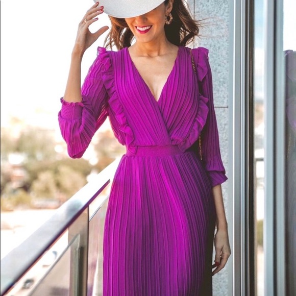Zara | Dresses | Zara Purple Pleated Dress | Poshmark